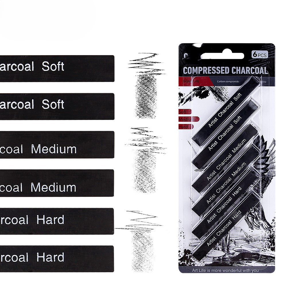Alayjah, 6-Piece Graphite & Compressed Charcoal Pencil, Soft, Medium ...
